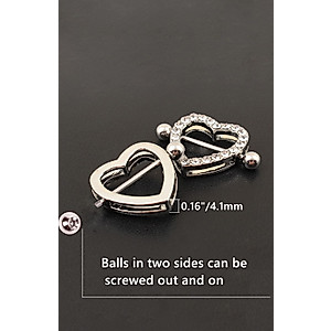 IrbingNii Stainless Steel Heart Nipple Rings Nipple Piercings for Women Girls Body Piercing Jewelry 14G
