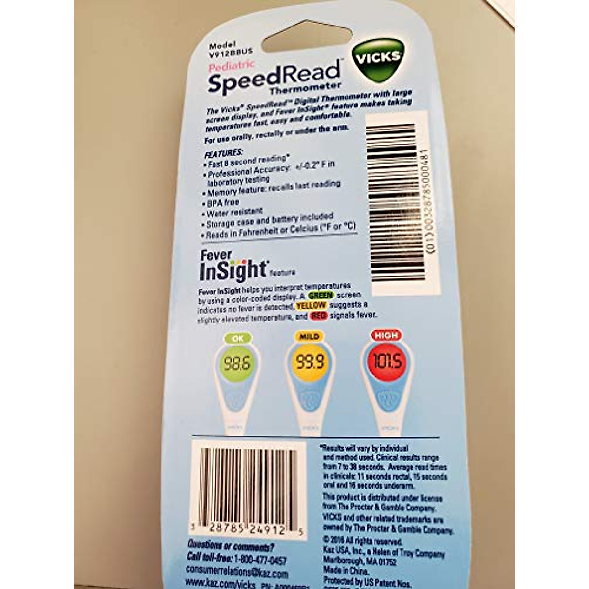 Vicks Pediatric SpeedRead Digital Thermometer V912BBUS, 1 Pack