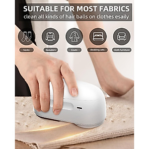 ASNUG Fabric Shaver, 2600 mAh Rechargeable Lint Remover, Sweater Shaver with Lint Brush, Sweater Defuzzer to Remove Pilling, Large Capacity Lint Storage, Portable Fabric Shaver for Furniture, Clothes