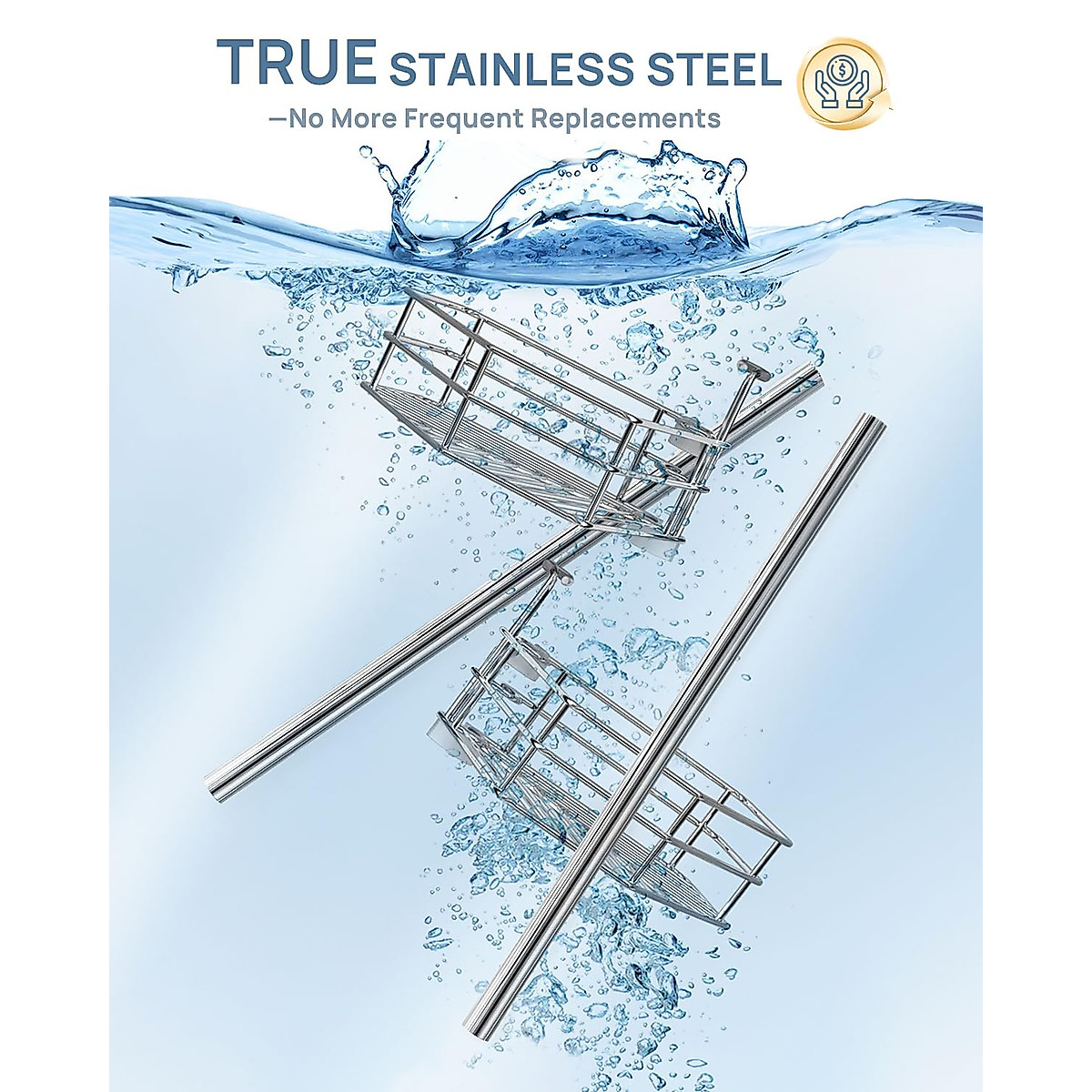 SEIRIONE Corner Shower Caddy Tension Pole, Adjustable Shower Organizer Corner with 4 Shelves, No Drilling Shower Shelf for Inside Shower, Shower Rack for Shower Storage,39.2 to 113 Inch Height, Silver