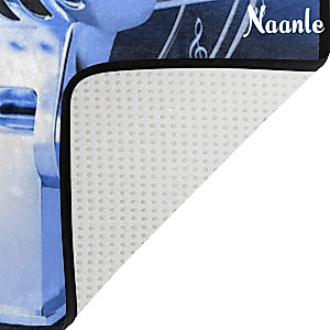 Naanle Music Musical Area Rug 5'x7', Microphone with Music Notes Polyester Area Rug Mat for Living Dining Dorm Room Bedroom Home Decorative