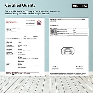 Biotin 10000 mcg + Zinc + Selenium, Pure, Vegan & Extra Strong, Best Supplement for Hair Growth, Glowing Skin, Strong Nails*, 365 Tablets for 12 Months, Natural Without Additives