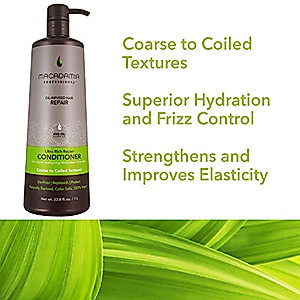 Macadamia Professional Hair Care Sulfate Paraben Free Natural Organic CrueltyFree Vegan Hair Products Ultra Rich Moisture Hair Conditioner, Green, 33.8 Fl Oz