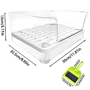 PINVNBY Transparent Rabbit Litter Box Bunny Corner Litter Bedding Box Small Pet Litter Pan Cage Potty Trainer Pet Toilet with Cleaning Tools for Guinea Pigs Chinchilla Ferret(White)