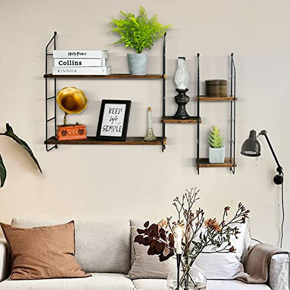 Nothing burger Floating Shelves Wall Mounted, Bamboo Floating Shelves, Bathroom Shelves Wall Mounted for Bathroom, Bedroom, Kitchen, Living Room