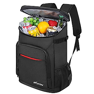 Cooler Backpack 35 Cans Leakproof Insulated Ice Backpack with Picnic Mat Soft Beach Cooler Lightweight Cooling Backpack Bag Pouch for Lunch Picnic Travel Camping Hiking (Black)