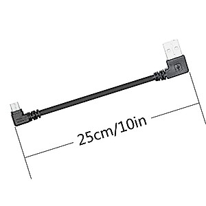 Short Micro USB Power Cable,25cm 90 Degree Left Angle USB 2.0 A Male to Micro USB Male Charging and The Data Transfer,for Phone and Dash Cam,Camera,etc,Micro USB Port Use(2Pcs)