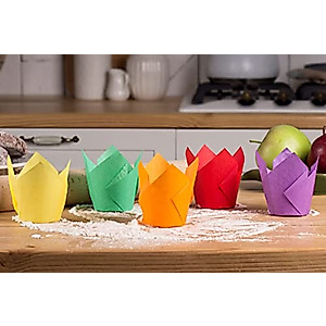 Baking Cups Tulip Cupcake Liners 150 pcs - Tulip Baking Paper Cups Multi-Color Tulip Paper Cupcake Muffin Liners