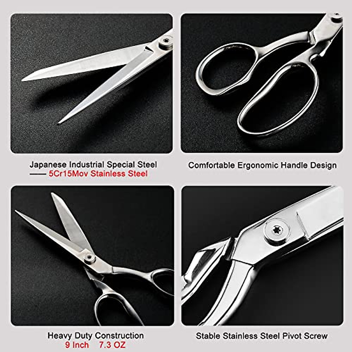 TONMA Sewing Scissors [Made in Japan] 9 Inch Professional Fabric Scissors, Industrial Japanese Solid Stainless Steel Dressmaker Tailor Shears, Ideal for Cutting Fabric Cloth Denim Leather