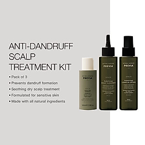 Previa Extralife Anti-Dandruff Scalp Treatment Kit, Purifying Shampoo, Scalp Cleanser and Leave-In Lotion, 3.4 oz each