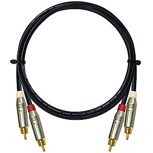 WORLDS BEST CABLES 2 Foot - RCA Cable Pair CUSTOM MADE made using Van Damme Pro Grade Classic XKE Instrument (Jet Black) wire & Amphenol ACPR Die-Cast, Gold Plated RCA Connectors