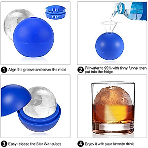 WllRun 2 Packs Star Wars Death Star Silicone Ice Cube Mold Tray,Chocolate Maker Tools,Ice Ball Shape for Drinks(Blue)