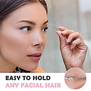 12Pcs Stainless Steel Tweezers Set - Slant Tip Tweezers for Women Eyebrow Tweezers for Men Precision Facial Hair Tweezers for Eyebrows - Long Tweezers Silver Gripper Tweezers for Ingrown Hair Tool