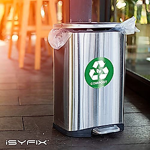 iSYFIX Compost Sticker for Trash Can Bins - 6 pack 5 inch – Premium Self-Adhesive Vinyl, Laminated for Weatherproof, UV Resistant, Perfect label stickers for containers, Ideal Sign for Kitchen, Office