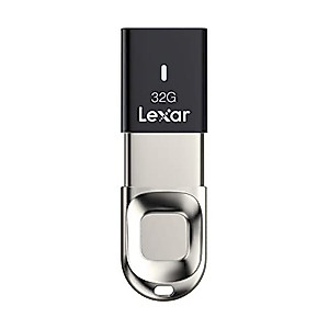 Lexar LJDF35-32GBNL Jumpdrive Fingerprint F35 32 GB USB 3.0 Flash Drive, Black/Silver