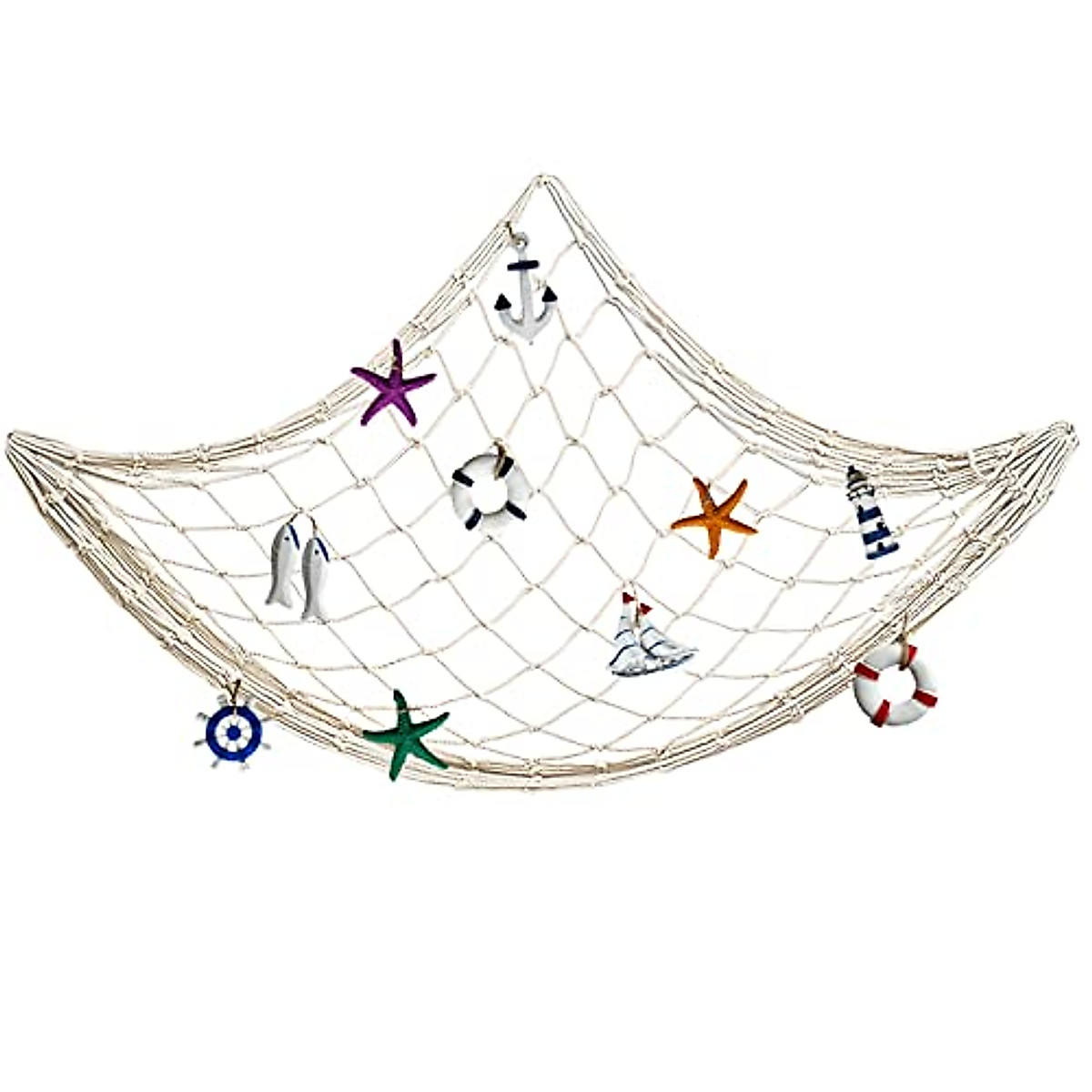 Fish Net Decorative Natural Party Decorations with DIY Accessory, Mediterranean Decor for Pirate, Hawaiian, Mermaid, Under The Sea, Ocean Themed Party, Classroom Cotton Crafting Supplies-DIY Kit