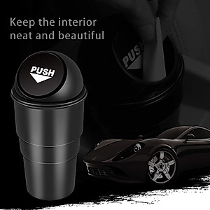 YIOVVOM Car Garbage Can with Lid, Leakproof Vehicle Automotive Cup Holder Car Trash Can, Small Trash Bin for Automotive Office Home Kitchen, Bedroom Set of 2 (Double Black, 1)