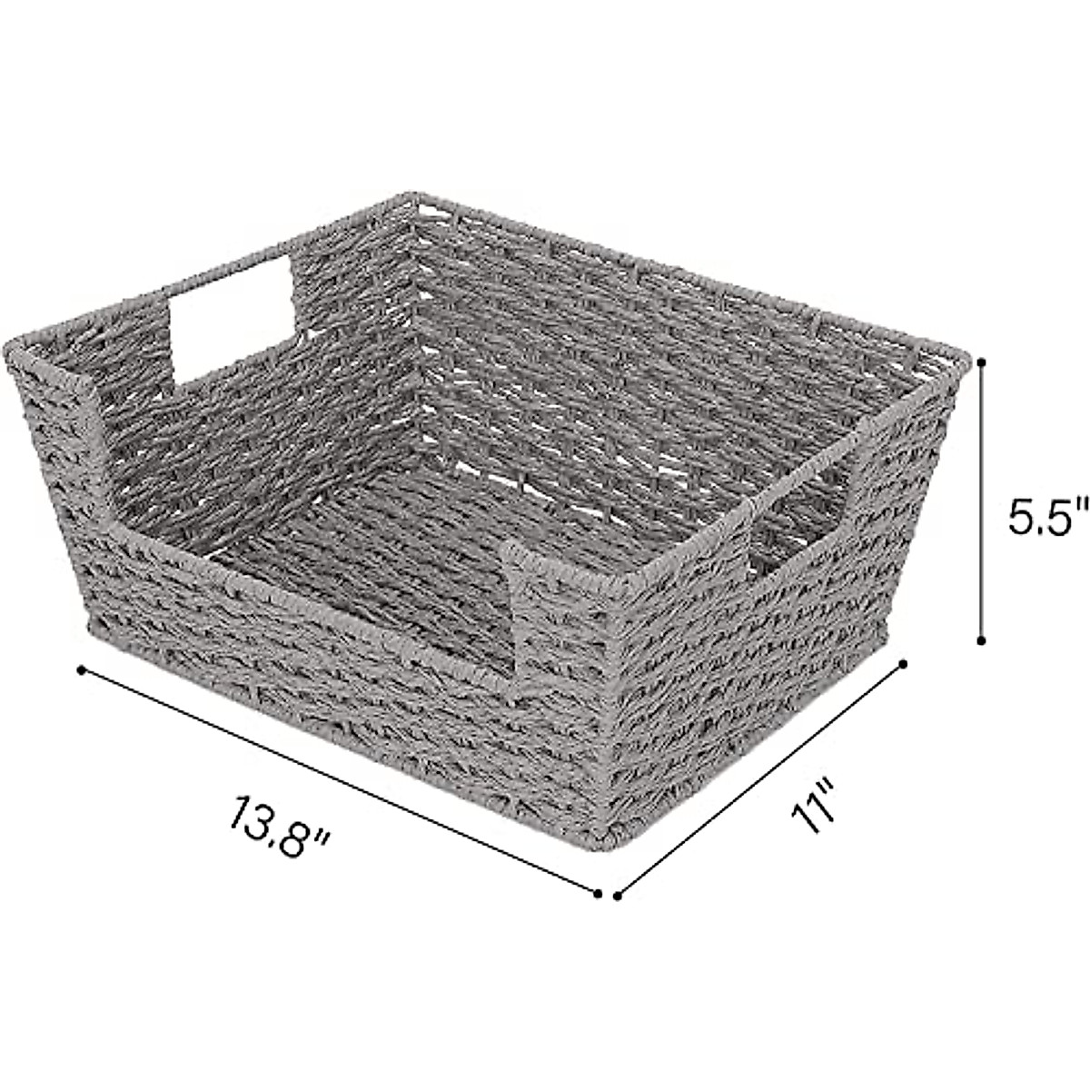 StorageWorks Rope Paper Pantry Baskets Set, Gray