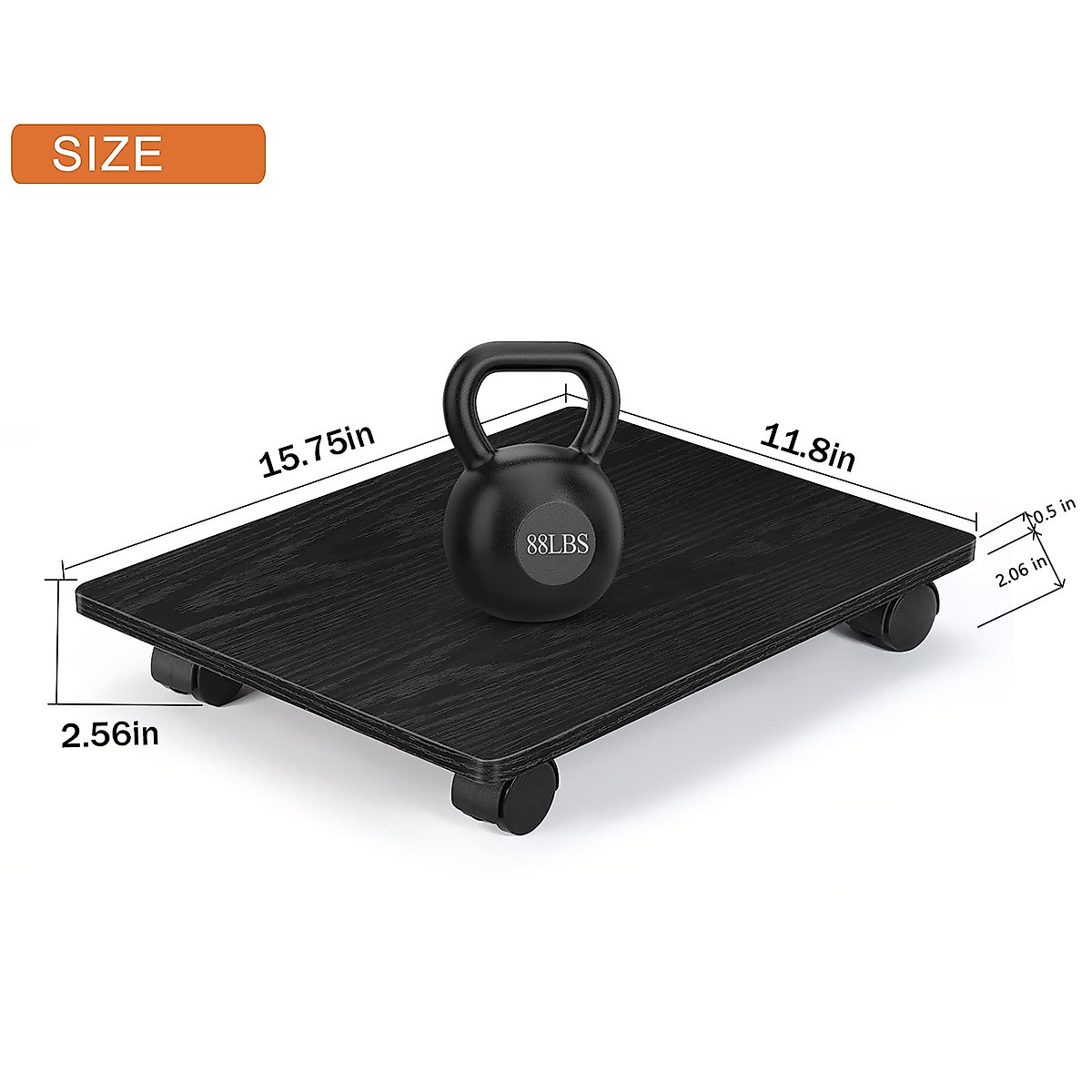 Computer Tower Stand, Set of 2 Pc Tower Stand, Floor Pc Stand for Under Desk, Wooden CPU Holder Stand Cart with Lockable Wheels, for Office, Home(Black)