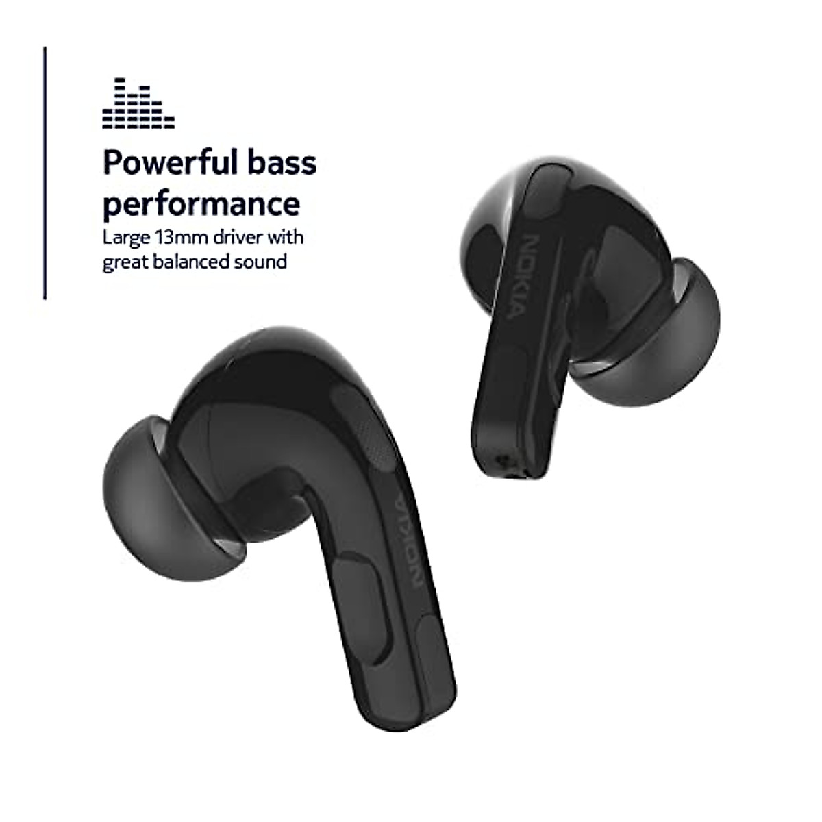 Nokia Go Earbuds+ True Wireless Earbuds TWS-201BK - Portable Bluetooth 5.0 in-Ear Headphones with Touch Control - Comfortable Fit, Voice Assistant-Enabled, 26 Hours Use with Charging Case - Black