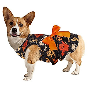 BOTEWO Halloween Dog Dress Lightweight Velvet Pets Clothes Cute Girl Doggies Dresses Outfits with Bow Tie Puppy Cat Holiday Cosplay Costume(XXS,Black)