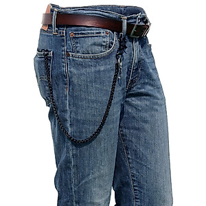 OrangeTag Spiral With 3 Clasp Stainless Steel Wallet Chain (13in ,unisex-adult, Black)