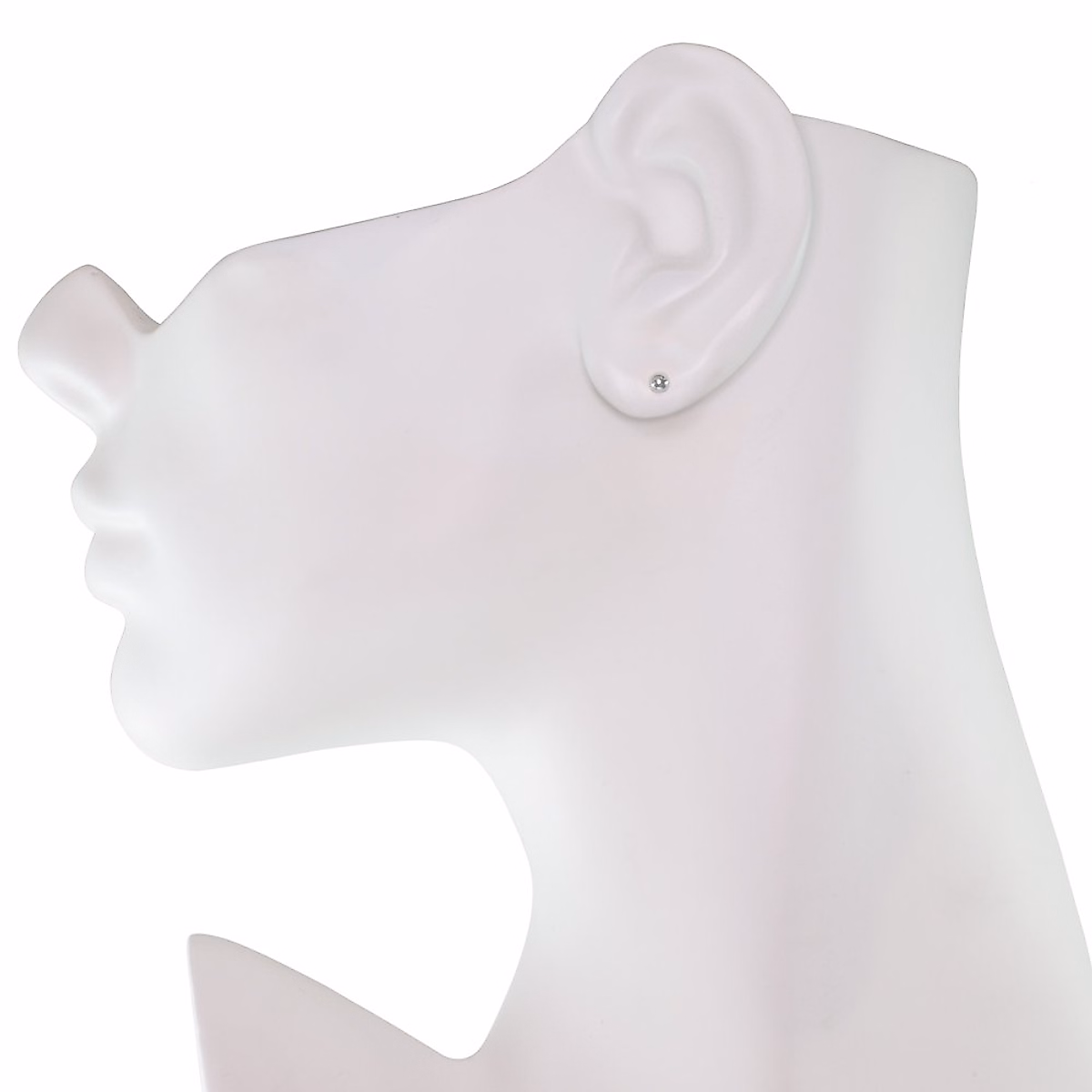 Honolulu Jewelry Company 14K Real White Gold Polished Round Ball Stud Earrings (3mm - White Gold)