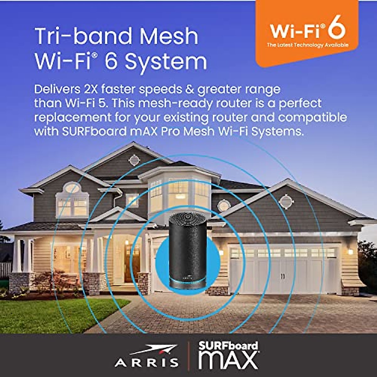 ARRIS SURFboard mAX Pro W31 Tri-Band Mesh Ready Wi-Fi 6 Router | AX11000 Wi-Fi Speeds up to 11 Gbps | Coverage up to 3,000 sq ft | 1 Router | Four 1 Gbps Ports | Alexa Support | 2 Year Warranty