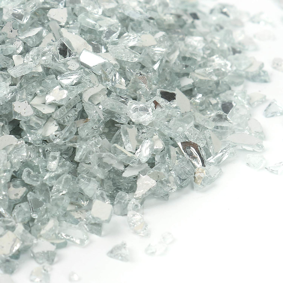 Alan Stone High Luster Reflective Fire Glass Gravel,Fire Gems,Fire Drops,Fire Glass Pebbles Stones Beads Chips for Fire Pit Fish Tank Aquarium Garden,3-6mm 305g/0.67lb (Mirror)