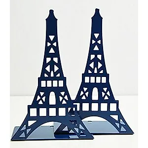 Schoolsupplies Tinplate Eiffel Tower Creative Bookshelf Metal Book Holder Stand Decorative Bookend Portable Read Books Stand Book Stalls(Blue)