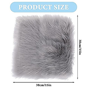 WLLHYF 15 Inches Mini Square Faux Fur Rug, Small Fluffy Area Rug Cushion for Living Room Sofa Bedroom Floor Soft Square Chair Cover Seat Pad Nail Mat for Photographing Background of Jewelry