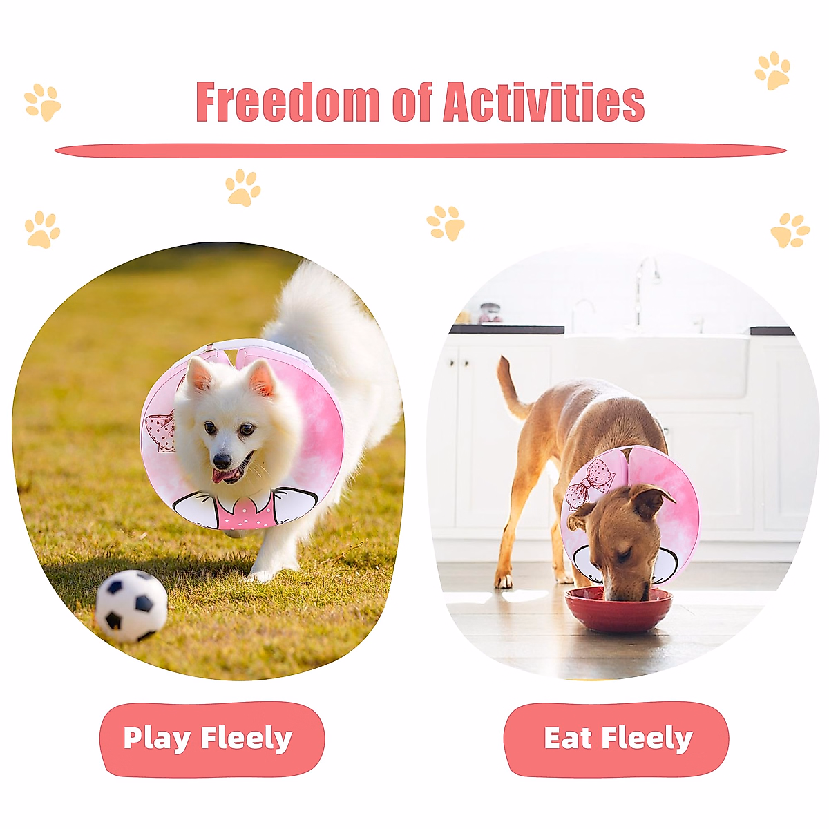 BALAPET Soft Dog Cone for Small Dogs, Inflatable Comfortable Dog Donut Collar Alternative After Surgery, Protective Elizabethan Donut Collar for Dogs Recovery and Stop Licking, Pink, XL