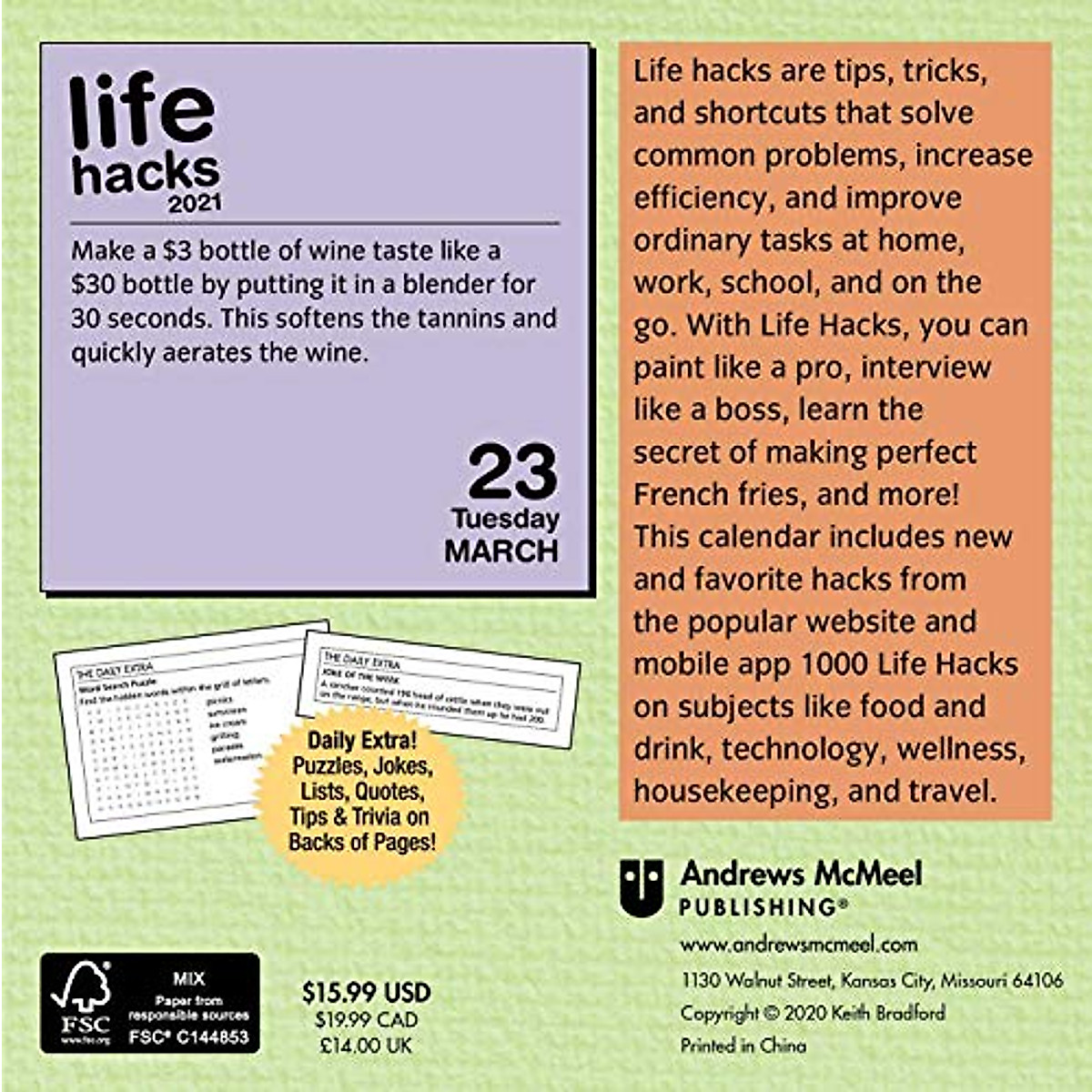 Life Hacks 2021 Day-to-Day Calendar