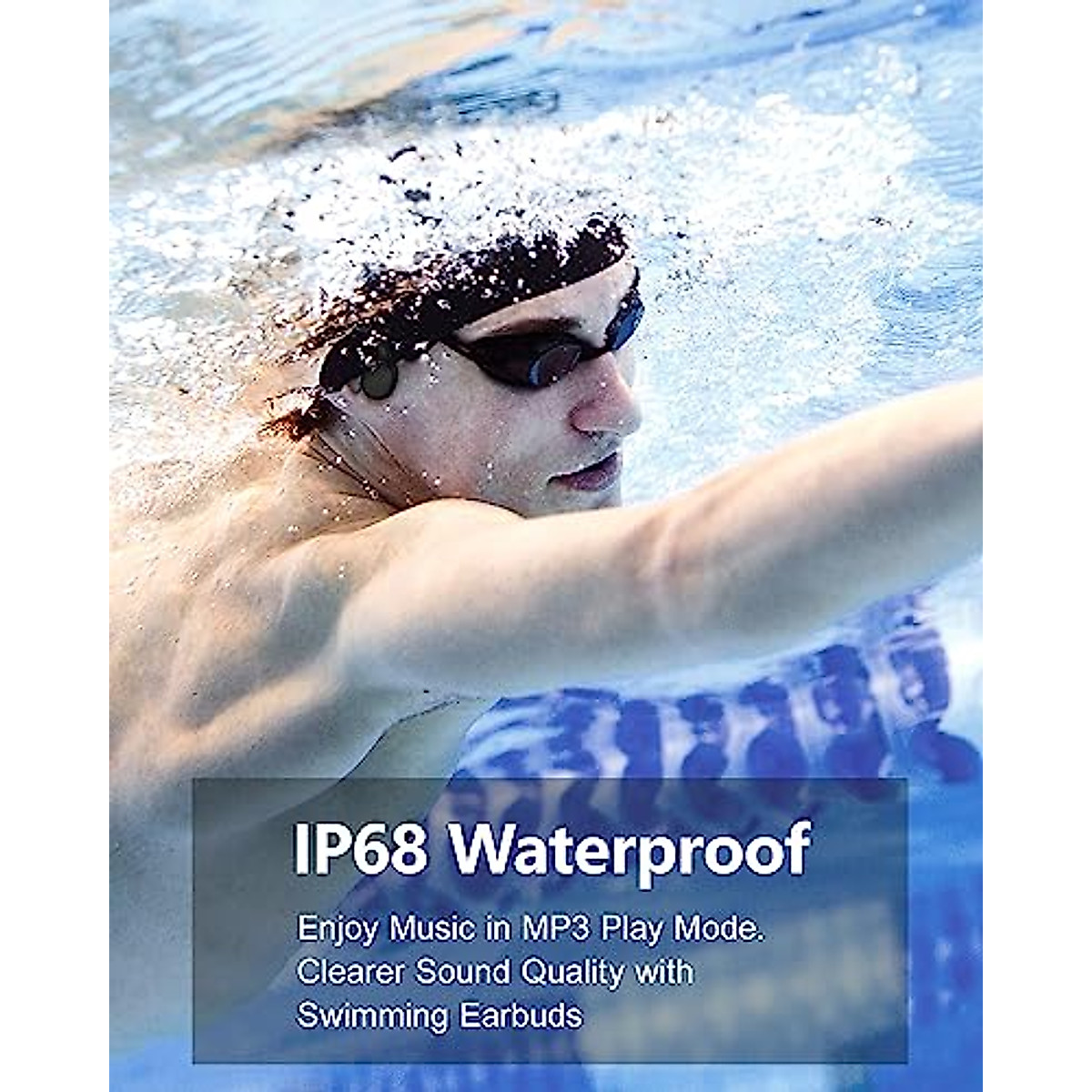 Dnniakm Bone Conduction Headphones Swimming, Underwater Headphones for Swimming, Built-in 32G Memory IPX8 Waterproof, Wireless Bluetooth 5.3 Open Ear Headphones for Running, Cycling, Swimming