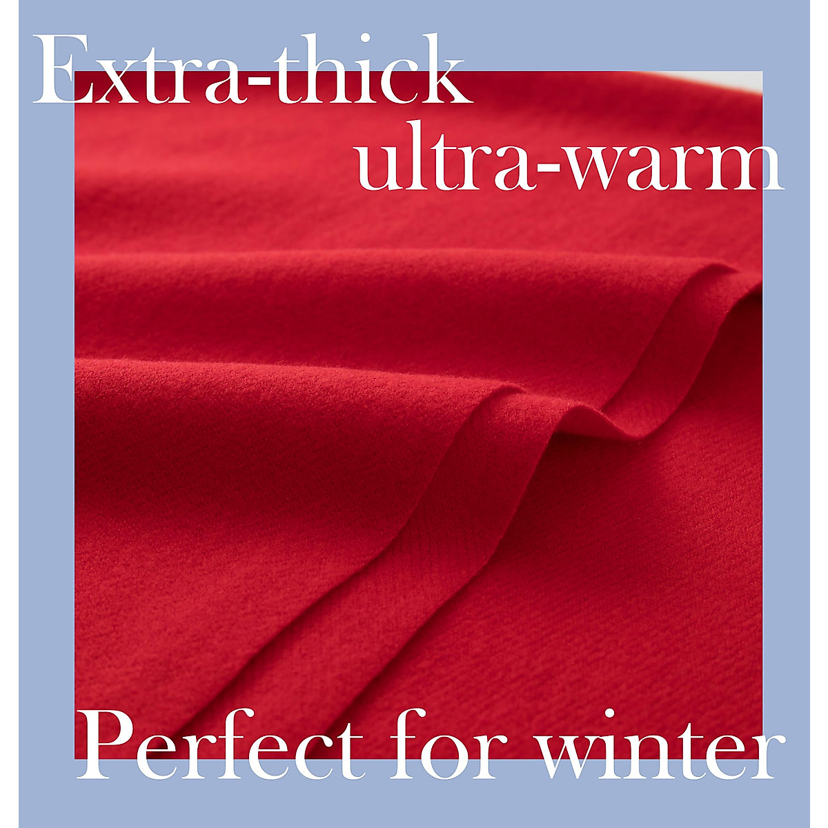 CALVIN & OLIVIA Ultra-Soft Winter Cashmere Feel Scarf Solid Color Warm Long Unisex Winter Scarves Perfect Holiday Gift for Women Men Amazon Christmas Red