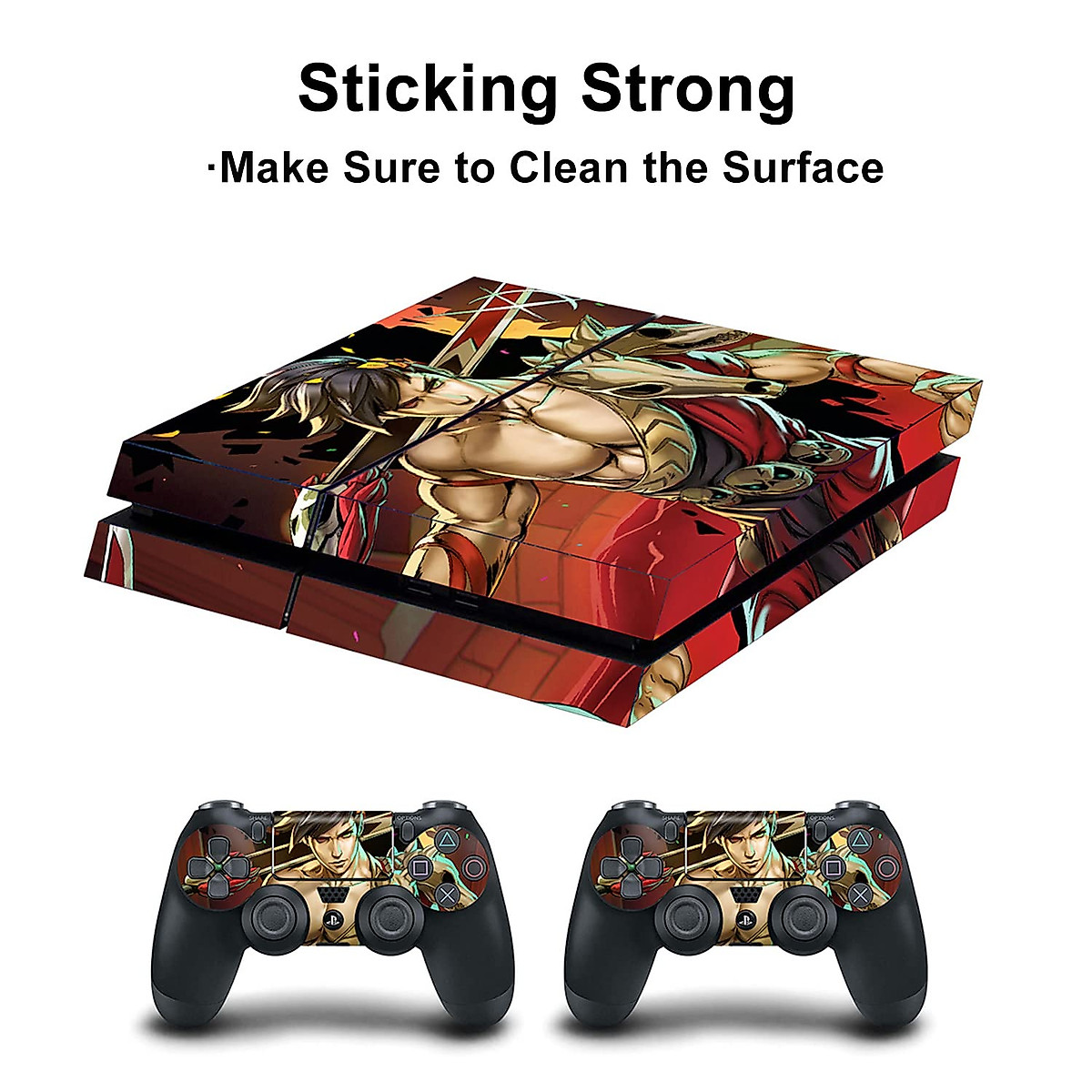 Vinyl Decal Skins for PS4 Console and Controllers- Protective Stickers Cover for PS4 Playstation 4 Console & Two Controllers Accessories -Black