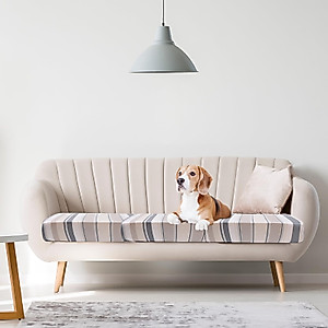 Newwiee 8 Pcs Patio Stretch Sofa Cushion Cover Outdoor Cushion Cover Replacement Patio Furniture Cushions Couch Slipcovers Chair Seat Cover Soft Flexibility Protector (Gray Beige)