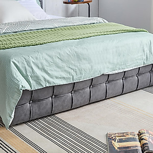 LAVHOME Size, Modern Upholstered Platform Adjustable Headboard, Heavy Duty Button Tech Cloth Bed Frame with Wood Slat Support, Easy Assembly, No Box Spring Needed (Grey, Queen (U.S. Standard)