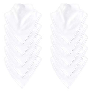 Touched by Nature Unisex Baby Organic Cotton Bandana Bibs, White, One Size