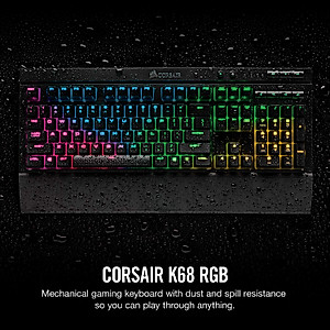 Corsair - K68 RGB Mechanical Gaming Keyboard RGB Backlit Cherry MX Red Switch - Black (Renewed)