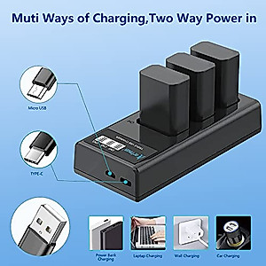 Artman 3-Pack NP-FW50 Battery and Upgraded 3-Slot LCD Charger Compatible with Sony ZV-E10, Alpha A6000 A6300 A6400 A6500 A5000 A5100 A7 A7II A7R A7RII A7S A7SII RX10 II III Camera