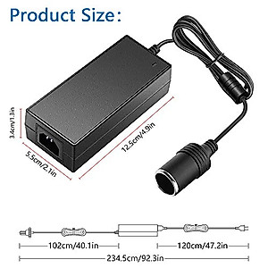 SHNITPWR 110V to 12V Converter AC to DC Converter 12V 6A 72W Power Supply with Car Cigarette Lighter Socket 100~240V AC to DC 12V 6A 5.5A 5A Adapter for Car Dash Cam Purifier Vacuum Cleaner Under 72W