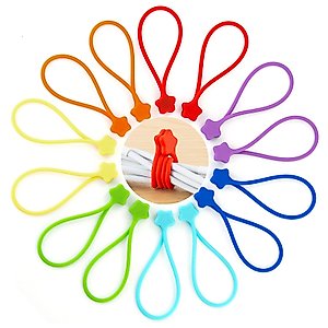 Fironst Reusable Silicone Magnetic Cable Ties, 7.48'' Magnetic Twist Ties for Bundling and Organizing, Holding Stuff, USB Charging Cords, Fridge Magnets, or to Play and Decorate(7 Colors, 14 Pack)