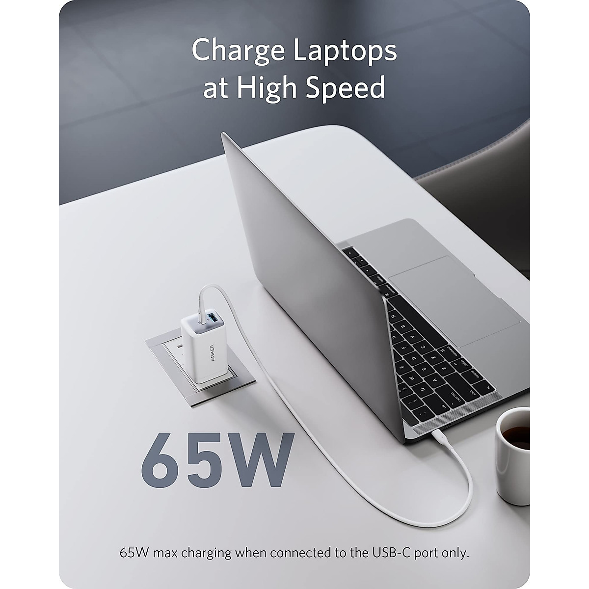 Anker USB C 65W, 725 , Ultra-Compact Dual-Port Foldable Travel Wall Charger for MacBook Pro/Air, iPad Pro, Galaxy S21/S10, Dell XPS 13, Note 20/10+, iPhone 13/Pro, Pixel, and More