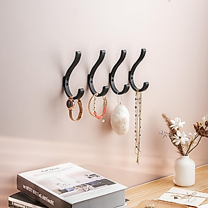 jockcaras Large Wall Hooks for Hanging Coat/Backpack - 5.4'' Huge 40LBS Heavy Duty Hanger Wall Mount Screw in, for Towel, Closet, Robe, Bag, Outdoor, Black 4 Pack