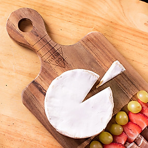 Paddle Cutting Board with Handle By BAESIK GO™- Table Top Food Presentation Tray and Wood Cutting Board - Long Charcuterie Board For Cheese Fruit Meat - Kitchen Food Serving Platter