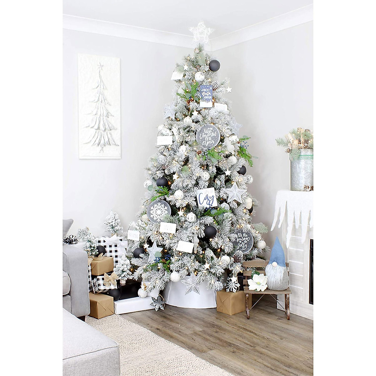 AuldHome Pine Cone Picks (6-Pack); Frosted Evergreen Christmas Decor Floral Stems for Wreaths, Vases and Holiday Arrangements