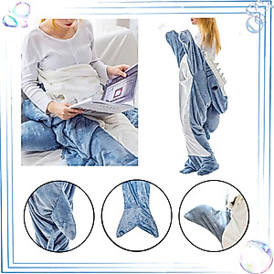 Shark Blanket Onesie Adult Wearable Shark Blanket Super Soft Cozy Flannel Hoodie Cute Funny Cozy Flannel Pajamas Shark Sleeping Bag for Boys Kids Adult Creative Gifts(S)