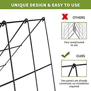UrGROWA Cucumber Trellis 2 Pack, Foldable A-Frame Garden Trellis for Raised Bed Garden Grow Support with Plant Support Clips, Twist Ties, Plastic Ties, for Cucumber,Tomato, Climbing Plants and Flowers