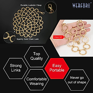 WERFORU Women Metal Link Body Chain Belt Ladies Waist Chain Belts for Jeans Dress, Gold,Fit waist size below 34 inches